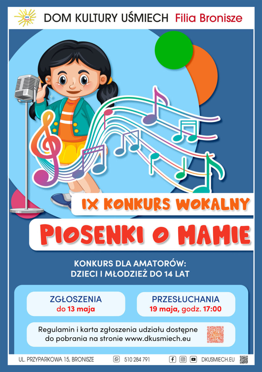 [KONKURS] IX Konkurs Wokalny “Piosenki o Mamie” 2025 : Dom Kultury „Uśmiech”